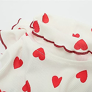 Dog Ruffle Dress Double-Deck Tutu Outfit Skirt with Red Heart Pattern for Small Medium Girl Dogs Christmas Holiday Party (White, S)