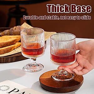 wookgreat Vintage Wine Glasses Set of 6, 8 oz Origami Style Glass Water Goblets, Unique Embossed Pattern Stemmed Cocktail Glasses, Classic Goblet Party Glasses, Wine Glasses Goblets for Daily Use