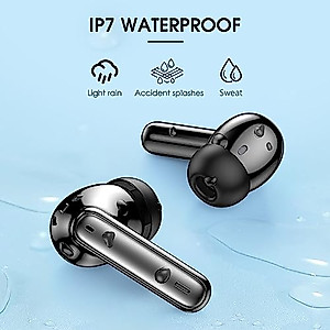 Wireless Earbuds Bluetooth 5.3 Headphones 40 Hrs Playtime with LED Display, Deep Bass Stereo and Noise Cancelling Bluetooth Ear Buds IP7 Waterproof Wireless Earphones with Mic for iPhone Android Black