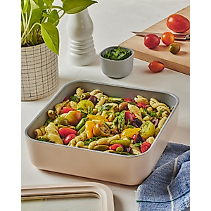 Caraway 2pc Glass Food Storage Set - 10 Cup Food Containers (2) - Ceramic Coated - Non Toxic, Non Stick Lunch Box with Lids. Dishwasher, Oven, & Microwave Safe - Gray