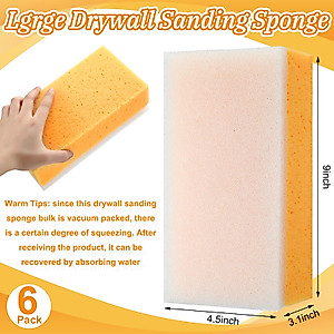 Gisafai 6 Pcs Drywall Sanding Sponge 9 x 4.5 x 3.1 Inch Sanding Blocks Drywall Washable and Reusable Drywall Sponge Sanding Blocks for Smoothing and Finishing Drywall Surfaces Tools