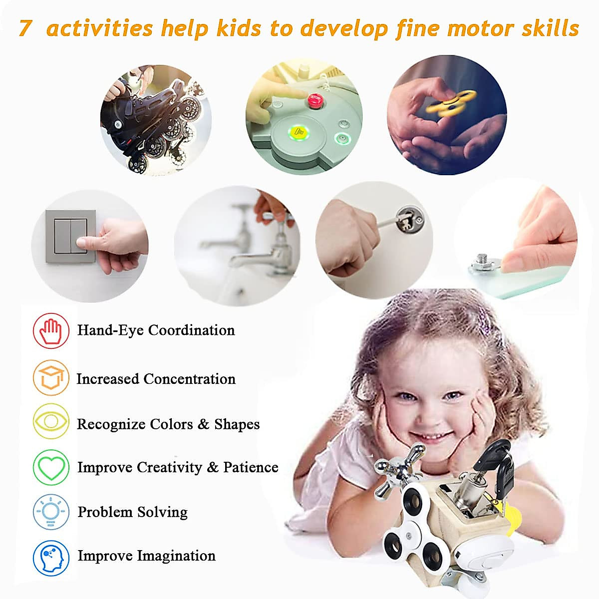 Fidget Toy Busy Cube for Kids,Montessori Toys for Toddlers, Wooden Sensory Toys Gifts for 3-8 Year Old Boys & Girls, Preschool Learning Activities Busy Board for Toddlers Educational Travel Toys