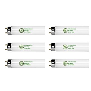 (case of 6) GE 68851 Fluorescent T8 Tube, F32T8/SPX35/ECO2 32W T8 Bulbs 3500K 800 Series, 48 inch Fluorescent T8 lamp