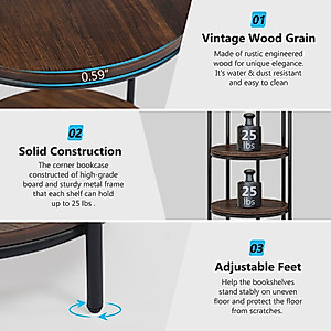 Tribesigns 4-Tier Narrow Tall Bookshelf Set of 2, Rustic Small Bookcase Corner Book Shelf, Freestanding Display Shelves for Living Room, Home Office, Kitchen, Small Space