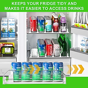 KUUKIKV Drink Organizer for Fridge, Upgraded Soda Can Dispenser for Refrigerator, Automatic Pusher Glide and Adjustable Width Can Organizer for Refrigerator - Holds up to 25 Cans (5 Rows White)