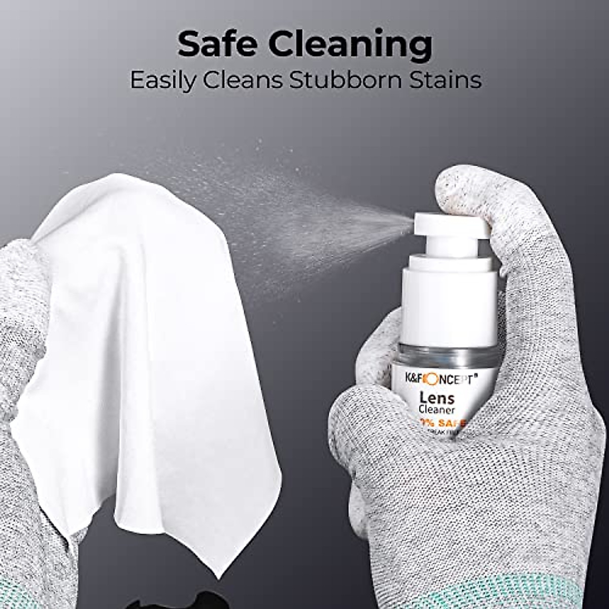 K&F Concept Camera Lens Cleaning Kit - 15ml Sensor Cleaner, Lens Pen Brush, Air Blower, Microfiber Cleaning Cloths & Lens Wipes for DSLR & Mirrorless Cameras and Sensitive Electronics