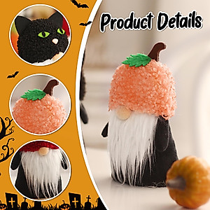 Kyhvoux Black Cat Gnomes Plush Decoration, 3 PCS Handmade Cute Elf Dolls Gift for Women Swedish Tomte Faceless Dwarf Winter Home Indoor Decor for Table Centerpieces Ornament Tiered Tray
