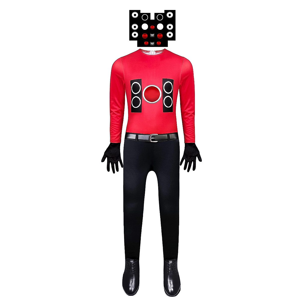 Iowillar Plush Kids Skibidi Toilet Speakean Costume Boys Tv Man Titan Speakerman Halloween Cosplay Horror Game Jumpsuit Outfit, 11-12 Years, Red