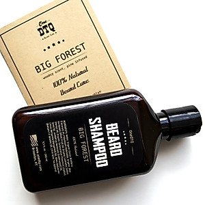 Big Forest Beard Growth Shampoo; All Natural & Organic Facial Hair Wash; Men’s Liquid Soap Lathers Big and White, 9 Ounce Bottle