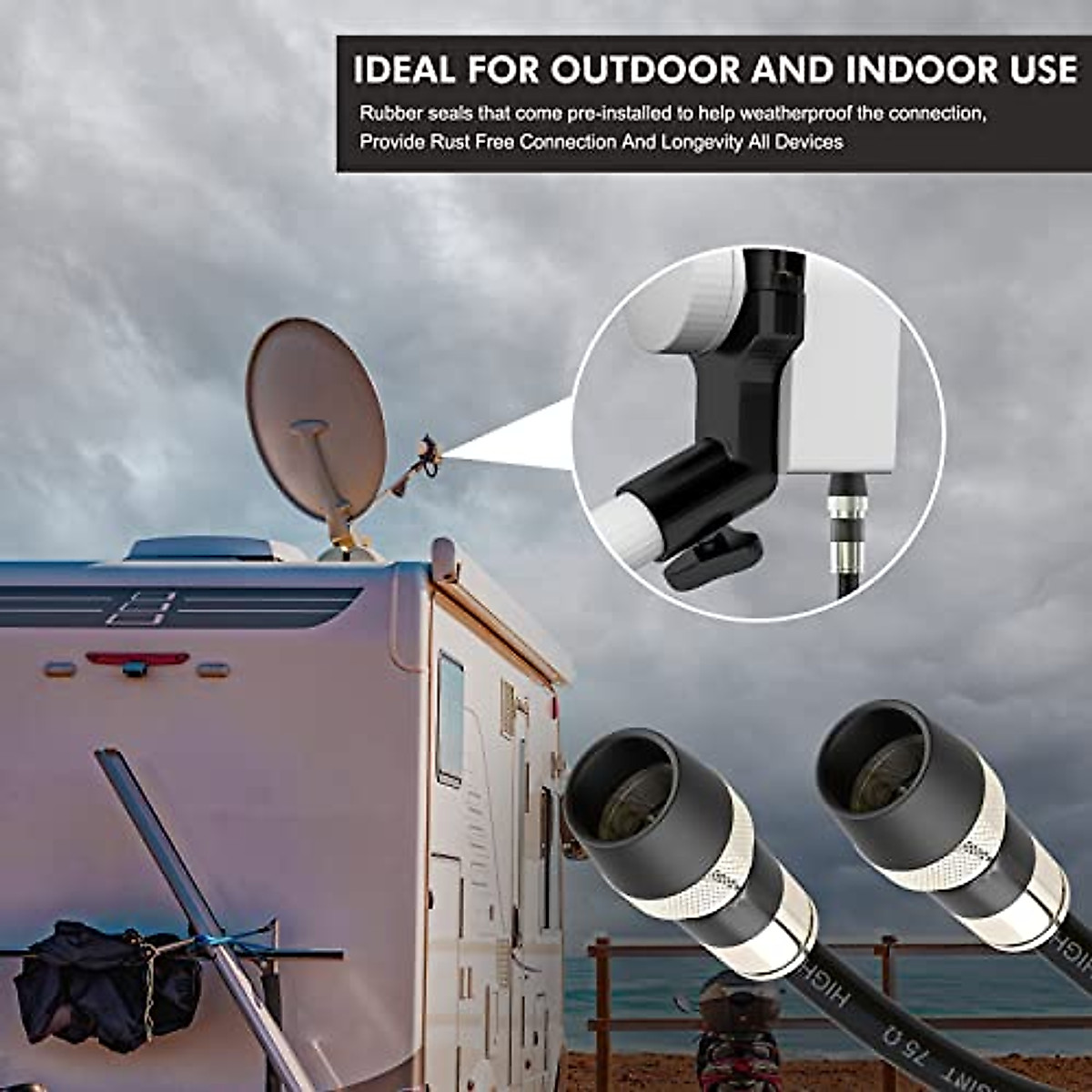 RELIAGINT Coaxial Cable 50FT, RG6 Coax Cable Cord for TV with Weatherproof Rubber Boot - Ideal Outdoor TV Cable Wire and Antenna Wire Extension Cable, Tri-Shield UV - Fire Resistant Wall Rated