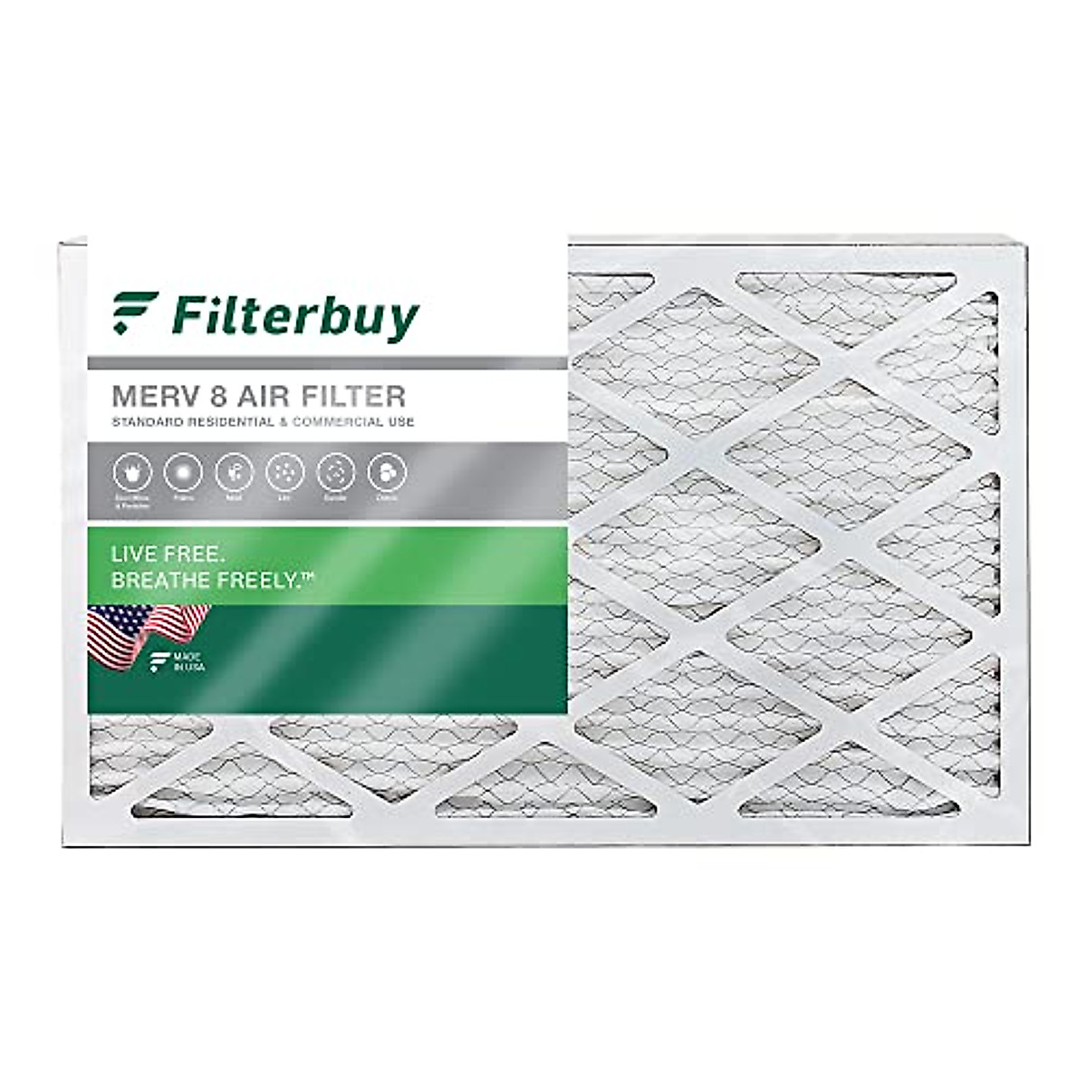 Filterbuy 16x25x4 Air Filter MERV 8 Dust Defense (1-Pack), Pleated HVAC AC Furnace Air Filters Replacement (Actual Size: 15.38 x 24.38 x 3.63 Inches)