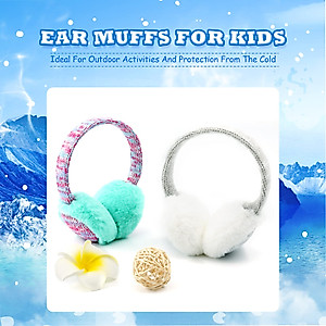 RAOEXI Winter Ear Muffs For Kids Warm Furry Knit Girls Earmuffs Boys Baby Plush Toddler Ear Warmers Outdoor Ear Covers(Blue)