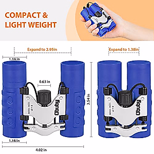 Obuby Real Binoculars for Kids Gifts for 3-12 Years Boys Girls 8x21 High-Resolution Optics Mini Compact Binocular Toys Shockproof Folding Small Telescope for Bird Watching,Travel, Camping, Blue