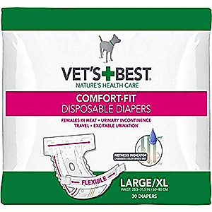 Vet's Best Comfort Fit Dog Diapers | Disposable Female Dog Diapers | Absorbent with Leak Proof Fit | Large/X-Large, 30 Count