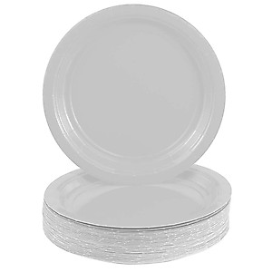 JAM PAPER Round Paper Party Plates - Small - 7 Inch - White - 50/pack