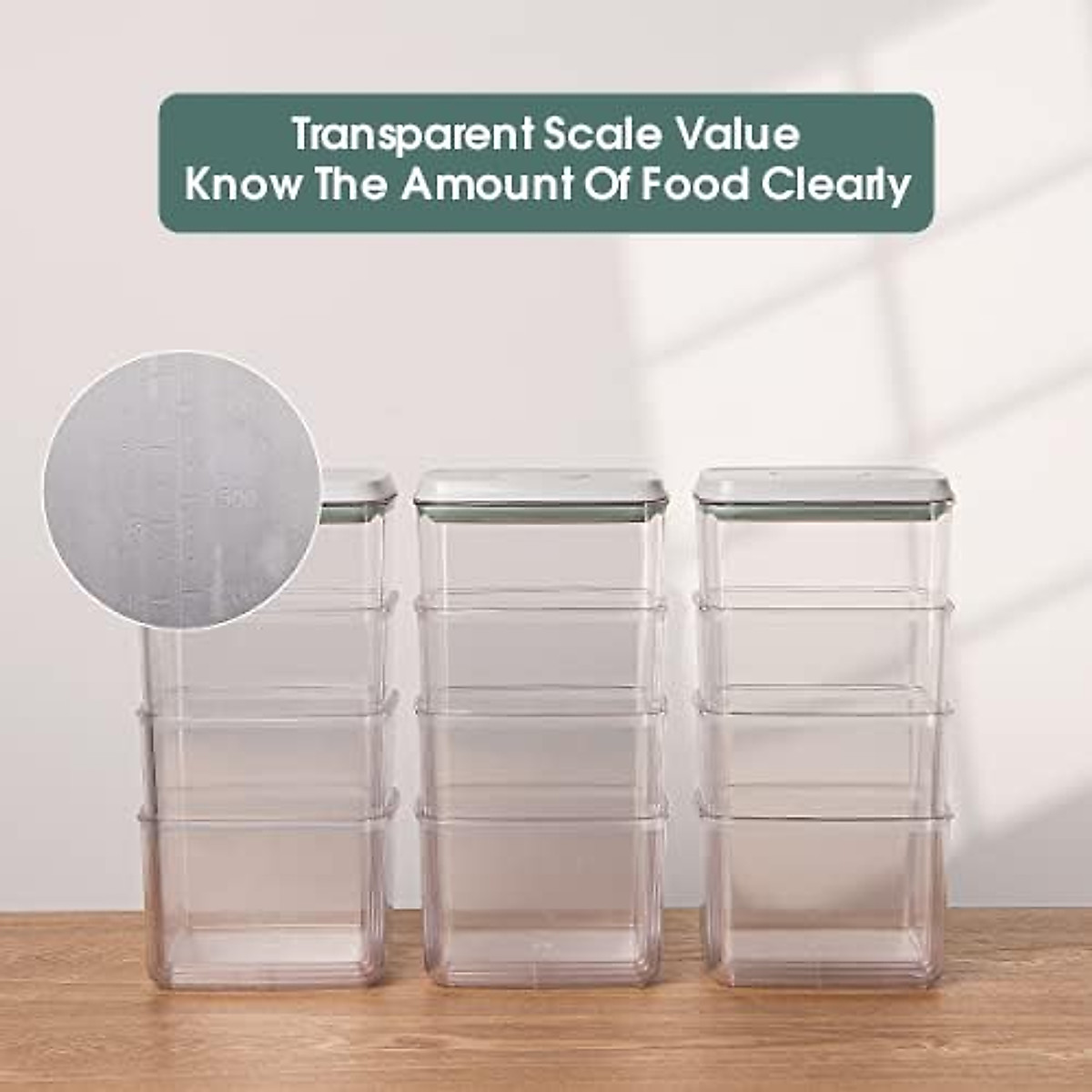 ODOROKU 3 Piece Pop Up Plastic Food Container Sets, Airtight Food Storage Containers with Lids, BPA-Free Air Tight Stackable Dry Cereal Snacks Container, Kitchen Pantry Organization Storage