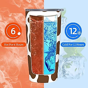 IYERSKD Psychedelic Brown Cow Print 20 oz Stainless Steel Tumbler Vacuum Insulated Leakproof Travel Mug for Car Office Gym