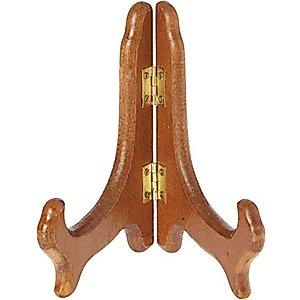 Bard's Hinged Medium Wood Plate Stand, 5" H x 5" W x 3.5" D (For 5" - 7.5" Plates)