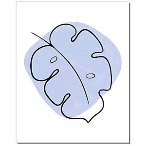 Botanical Prints - Minimalist Line Art Leaf Prints 8x 10 (Set of 6) - Aesthetic Art Posters - Abstract Plant Decor - Unframed (Blue)