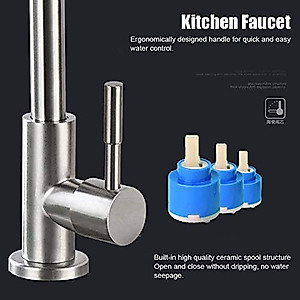 Stainless Steel Basin Faucet Single Cold 360 Degree Rotation Kitchen Faucet Single Hole Sink Water Tap G1/2in Thread