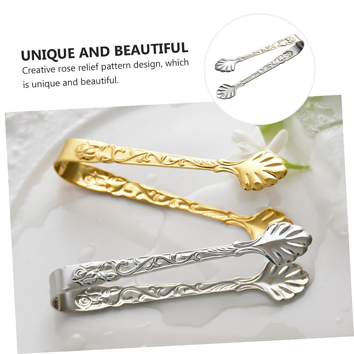 Amosfun 4 Pcs Food Clip Stainless Steel Ice Tongs Sugar Tongs Capacillos Para Cupcake Mini Kitchen Utensils Buffet Tong Salads Tong Kitchen Supplies Stainless Steel Clamp Metal Fruit Pizza