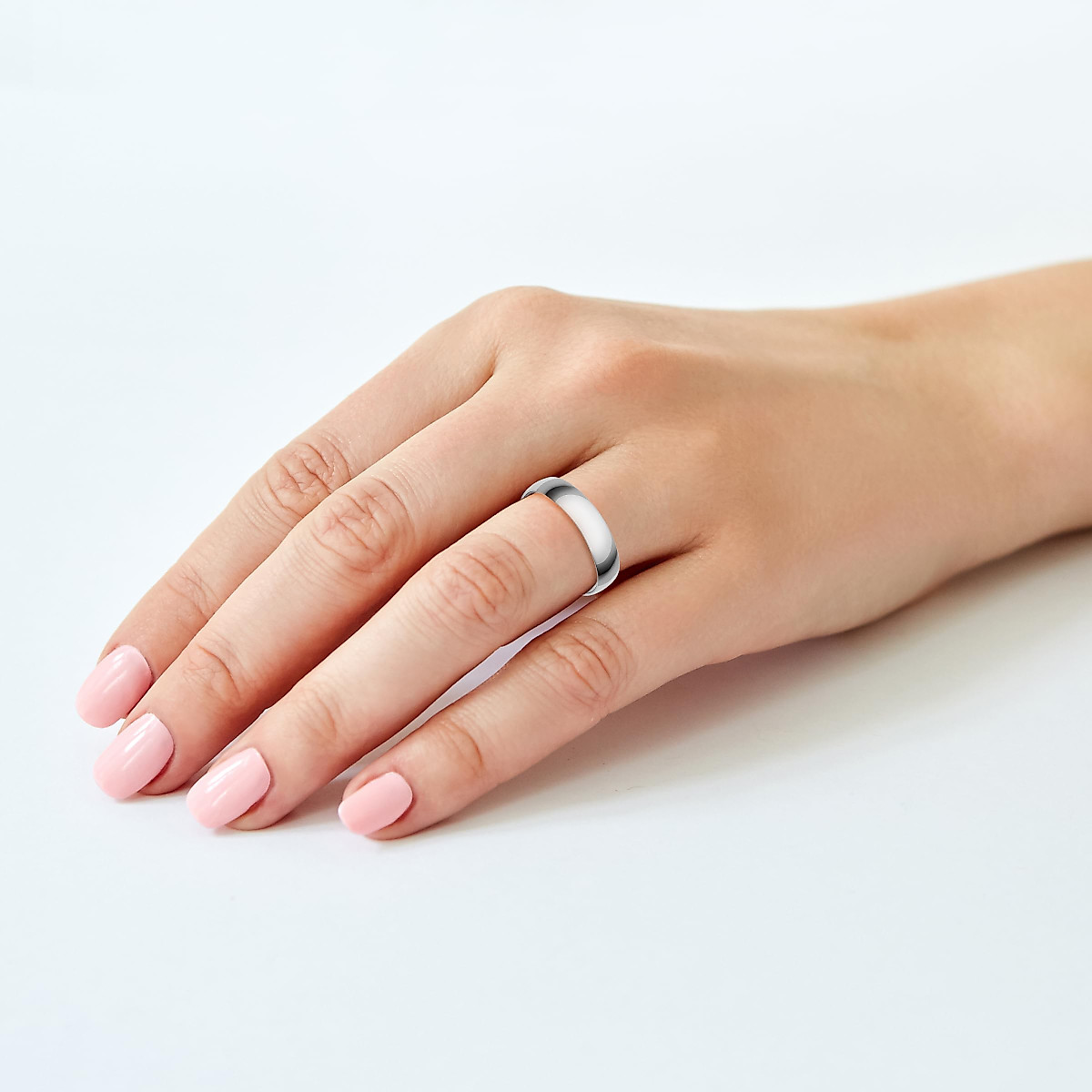 Women's 4MM Solid Gold Rings – Classic, Lightweight 10K White Gold Jewelry; Durable Plain Wedding Band for Women; Comfortable, Well-Polished Womens Wedding Bands, Size 7.5, by Brilliant Expressions