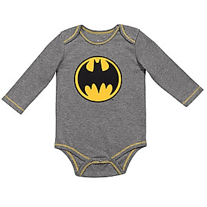 WARNER BROS. Justice League Superman Batman Flash Baby 3 Pack Long Sleeve Bodysuit