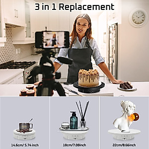 JAYEGT 3 in1 Motorized Rotating Display Stand with 5.74/7.08/8.66 inch Replacement Cover，Max 22lbs Load，360 Electronic Turntable for Photography Products (3 in1 / Black/with Remote Controller)