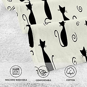 Blueangle Black Cat Shadow Silhouette Print Pure Cotton Hand Towels for Bath Decorative Guest Towels Fingertip Towels for Bathroom Spa Gym, 2-Piece, 16 x 28 inches（383）