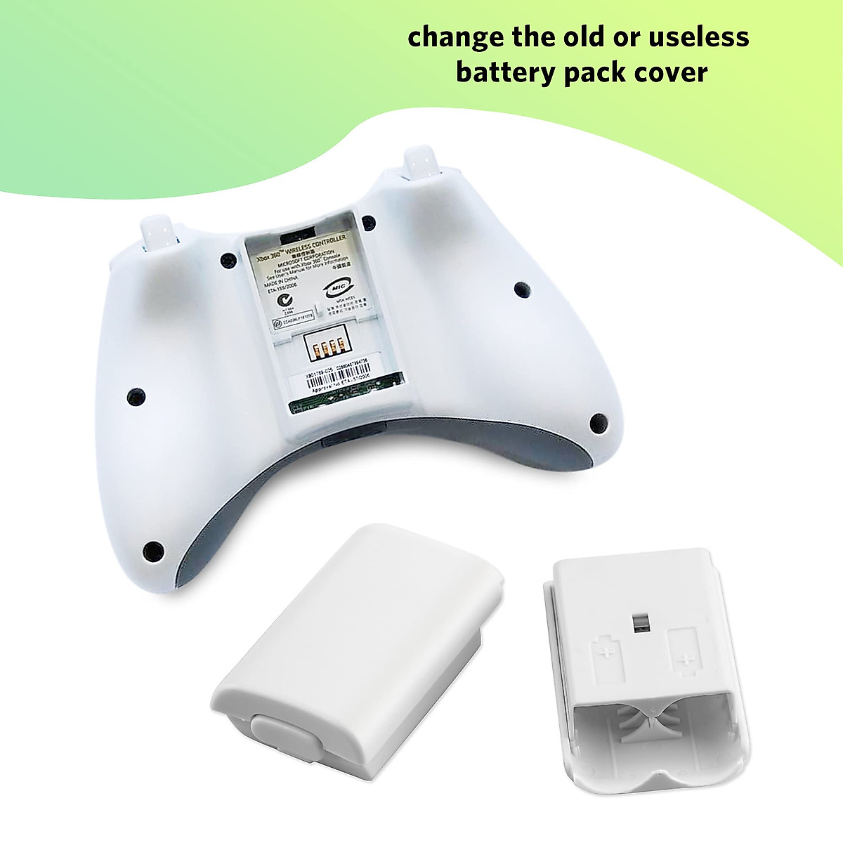 Battery Pack Cover for Xbox 360, Replacement Battery Pack Cover Shell Repair Part Compatible with Xbox 360 Wireless Controller(4 Pack, Black, White)