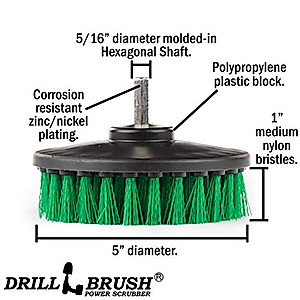 Kitchen Accessories - Cleaning Supplies - Drill Brush - Mold Remover - Grout Cleaner - Cast Iron Skillet - Spin Brush - for Tile, Counter-Tops, Stove, Oven, Sink, Trash Can, Floors - Calcium - Rust