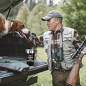 I'd Rather Be Hunting Funny Hunting Travel Mug - Unique Hunting Themed Birthday Gifts for Men, Hunting Lover Gifts for Him, 20 Ounce Engraved Black Stainless Steel Insulated Travel Mug
