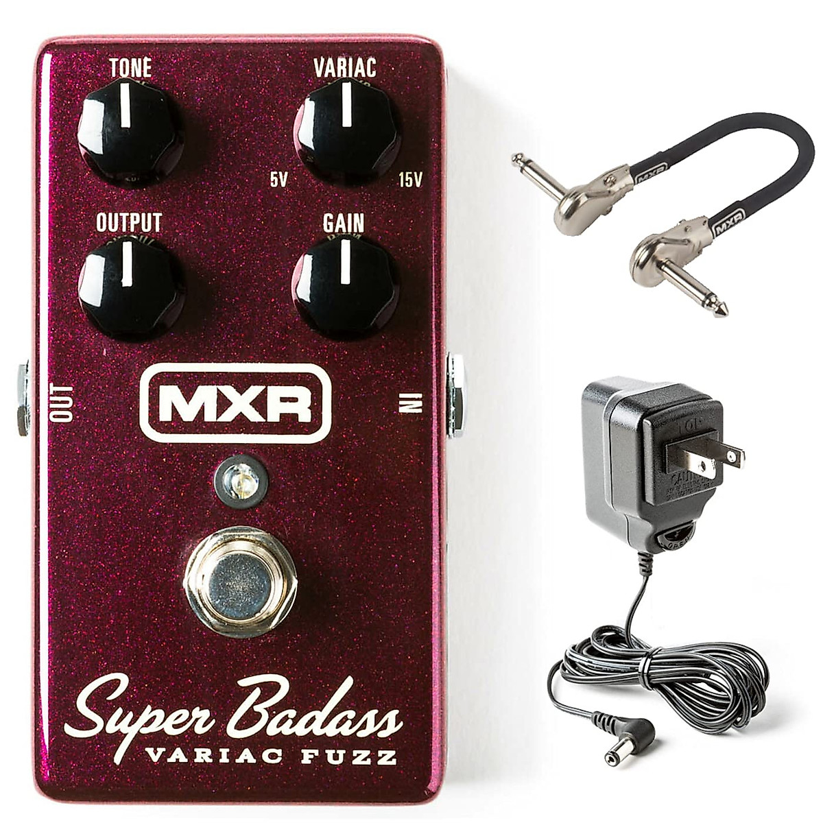 Briskdrop MXR M236 Super Badass Variac Fuzz Pedal Bundle with Dunlop ECB003 Power Supply and MXR Patch Cable