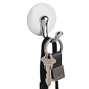 InterDesign AFFIXX Peel-and-Stick Strong Self-Adhesive Storage Hook for Office, Kitchen, Entryway - Pack of 2, Medium, White/Chrome