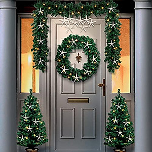 20 PCS Christmas Starfish Ornaments 3-4'' Natural Starfish Ornaments, with Rope for Christmas Tree Hanging Ornaments Beach Theme Wedding Home Starfish Decor & DIY Crafts