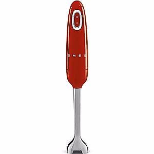 SMEG Handheld Immersion Blender 5 Speeds with Turbo Boost Stainless Steel Blades Nonslip Ergonomic Handle HBF11RDUS, Red