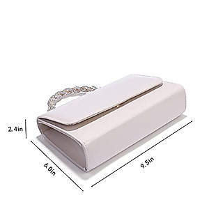 ZHANNI Women's Evening Bag Party Clutches Wedding Purses Cocktail Prom Handbags (Beige)