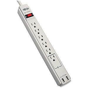 Tripp Lite 6 Outlet Surge Protector Power Strip 6ft Cord 990 Joules Dual USB Charging LED & INSURANCE (TLP606USB)
