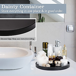 Emibele Vanity Tray, Resin Round Tray Decorative Storage Organizer for Bathroom Toilet Tank Bedroom Kitchen Countertop, Jewelry Storage Dresser Tray for Candle,Lotion Bottle,Cosmetics, Matte Black