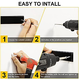 2 Pack 16'' Broom and Mop Holder Wall Mount with Movable Sliding 3 Racks 3 Hooks, Storage Organizer Wall Hanger, Cleaning Tool Hanging Grippers for Kitchen Bathroom Garden Garage Laundry Home Closet