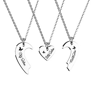 HOFOYA matching sisters necklace 3 piece best friends pendant set of 3 split heart necklaces jewelry gifts for 3 sisters best friends,Birthday christmas gift.