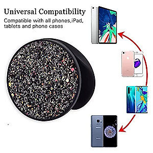 DaBuBu New Version Phone Holder 3 Pack Black Purple Pink Glitter Art Expanding Grip Stand Finger Holder for Smartphone and Tablets