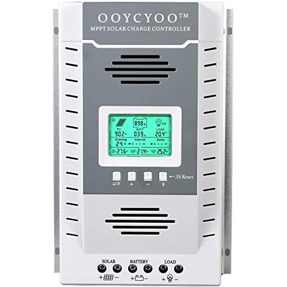 OOYCYOO MPPT Charge Controller 100 amp 12V/24V Auto, 100A Solar Panel Charge Regulator with Blacklight LCD Display Max 100V for Lead-Acid Sealed Gel AGM Flooded Lithium Batter