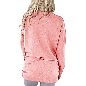 Womens Long Sleeve t Shirts Casual Loose Fit Comfy Tunic Tops Solid v Neck Fall Fashion 2023 Pullover Blouses Women Fall Fashion 2023 Pink 3X