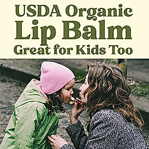 USDA Organic Lip Balm 6-Pack by Earth's Daughter - Fruit Flavors, Beeswax, Coconut Oil, Vitamin E - Best Lip Repair Chapstick for Dry Cracked Lips - Moisturizing Lip Care For Kids And Adults