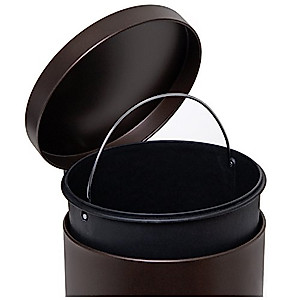 HOMEBASIX LYP0701 Small Step Round Trash Can, 7-Liter, 1.8 Gallon Venetian Bronze