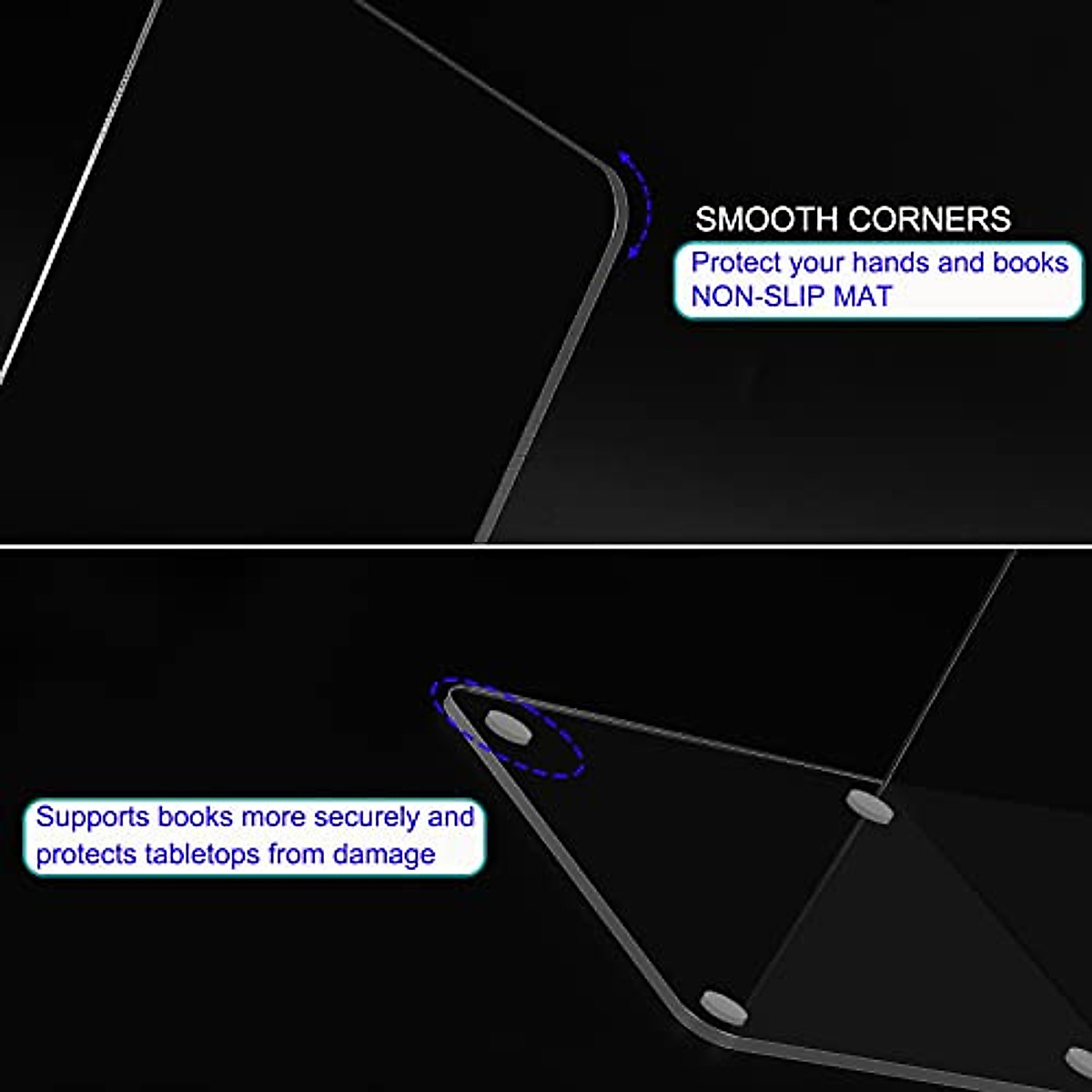 Clear Acrylic Bookends with Non-Slip Stickers, Bookends for Kids Shelves Bedroom Library Office School and L-Shaped Desktop Organizer Decoration Gift (8)