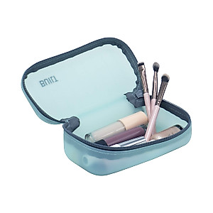 BUILT Rectangular Reusable Dishwasher Safe Zippered Silicone Deep Snack Bag Blue 5269890