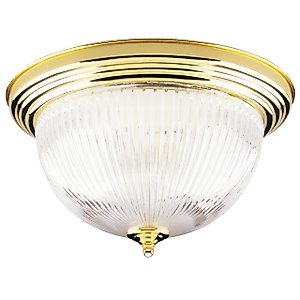 Westinghouse 6628200 Two-Light Flush-Mount Interior Ceiling Fixture, Polished Brass Finish with Crystal Ribbed Glass