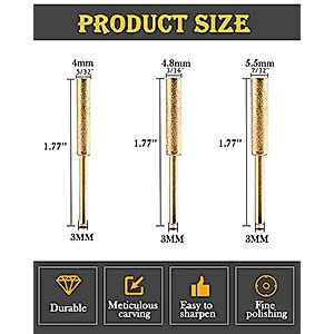 Shitime 45 Pcs Diamond Chainsaw Sharpener 1/8" Shank, High Hardness Burr Grinding Stone Chainsaw Sharpening Kit for Chain Saw Stone Jewelry Wood (5/32'', 3/16'', 7/32'')